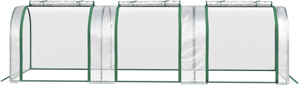 Fóliový skleník Outsunny, skleník, skleník s dveřmi, chladicí rám, skleník pro rostliny, školka pro rostliny, ocel, průhledný, 295 x 100 x 80 cm | Ao…