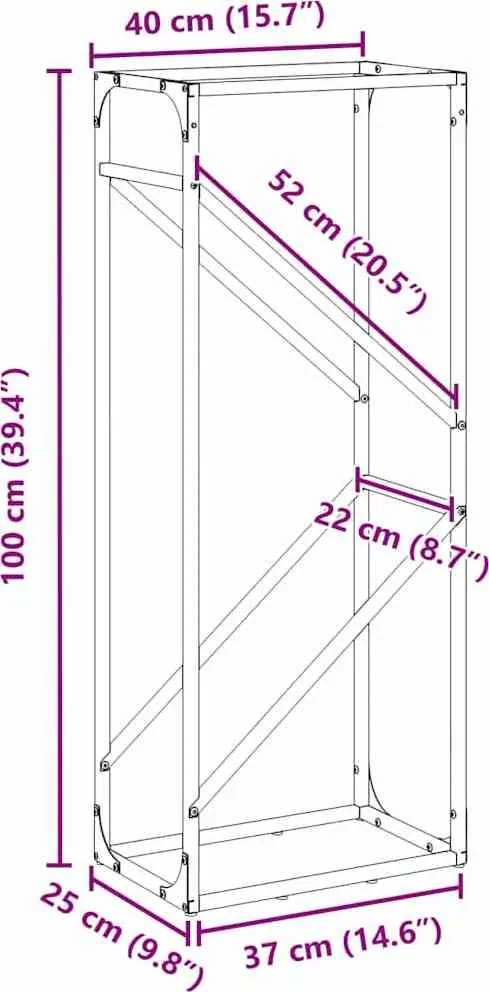 vidaXL Stojan na palivové dřevo Ocel válcovaná za studena [864331] Barva: Bílá