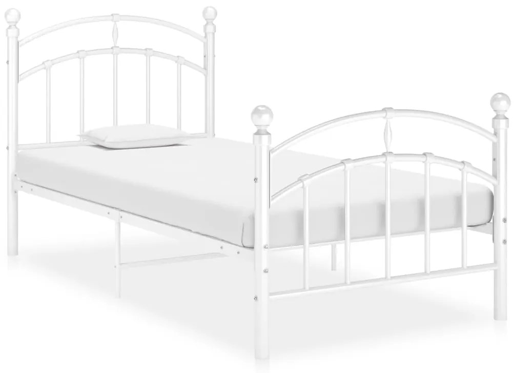 324971 vidaXL Rám postele bílý kov 100 x 200 cm