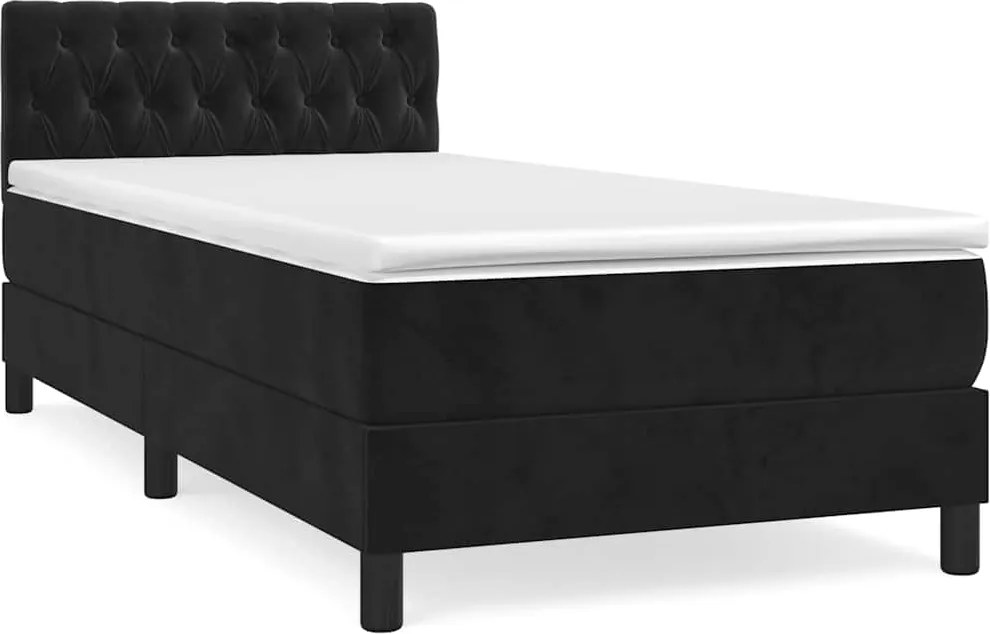 Box spring postel s matrací černá 90x190 cm samet 3141457