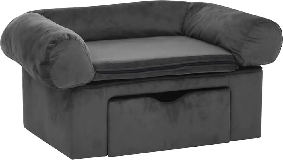 Pohovka pro psy se zásuvkou tmavě šedá 75 x 50 x 38 cm plyš 171079