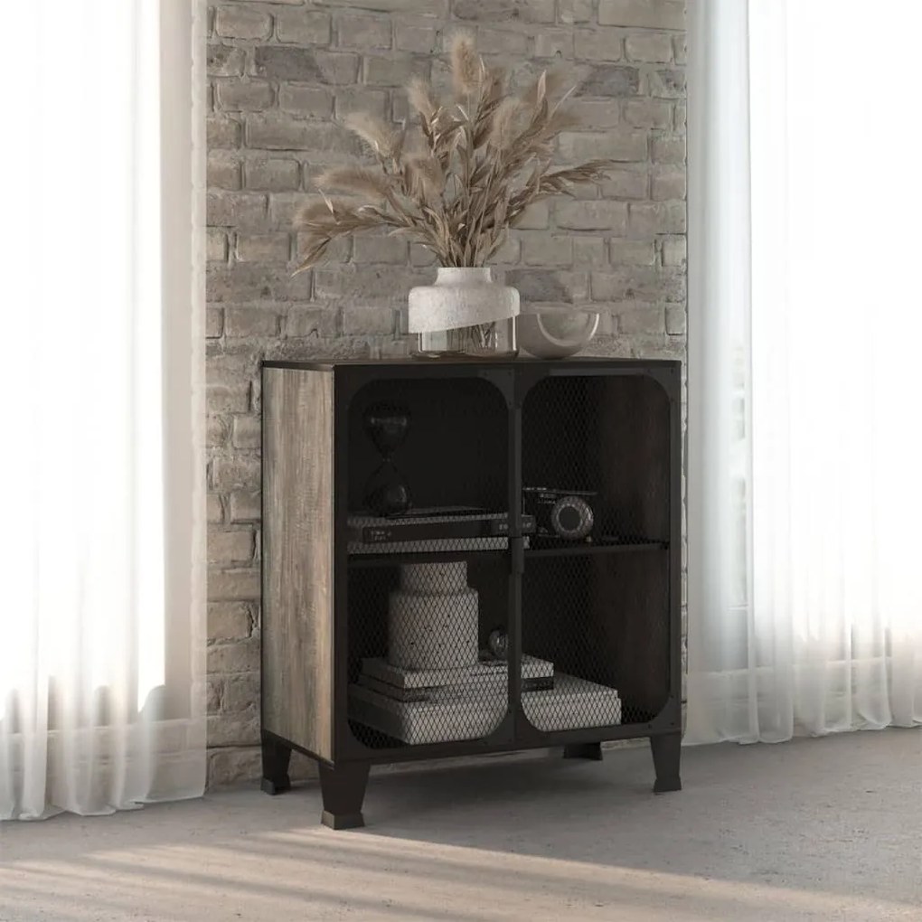 Úložná Skříň Šedá 72 X 36 X 82 Cm Kov A Mdf