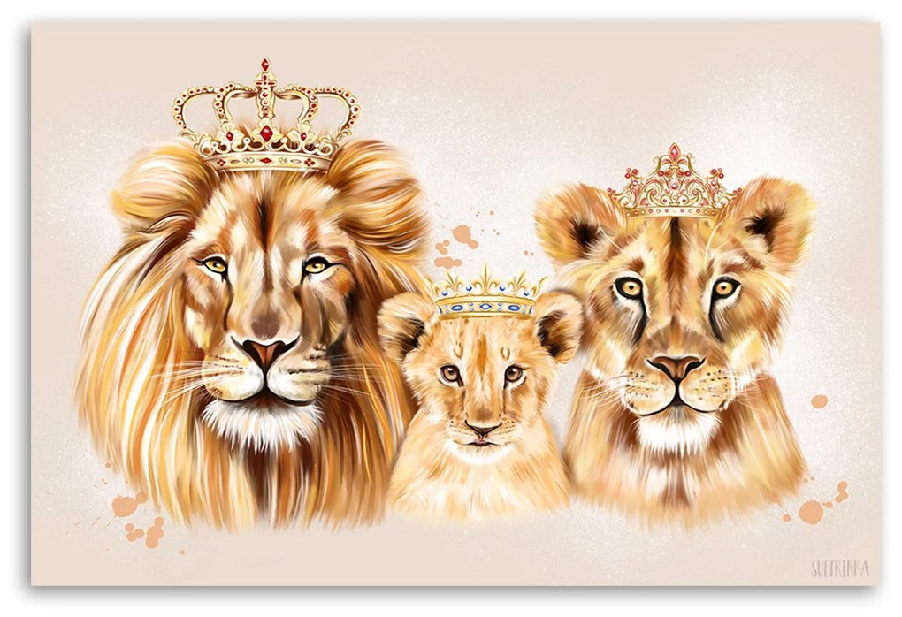 Gario Obraz na plátně Královská lví rodina - Svetlana Gracheva Rozměry: 60 x 40 cm