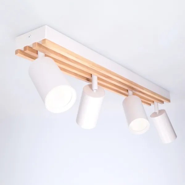 Brilagi - Bodové svítidlo SELE WOOD ACOUSTIC 4xGU10/30W/230V bílá/dřevo