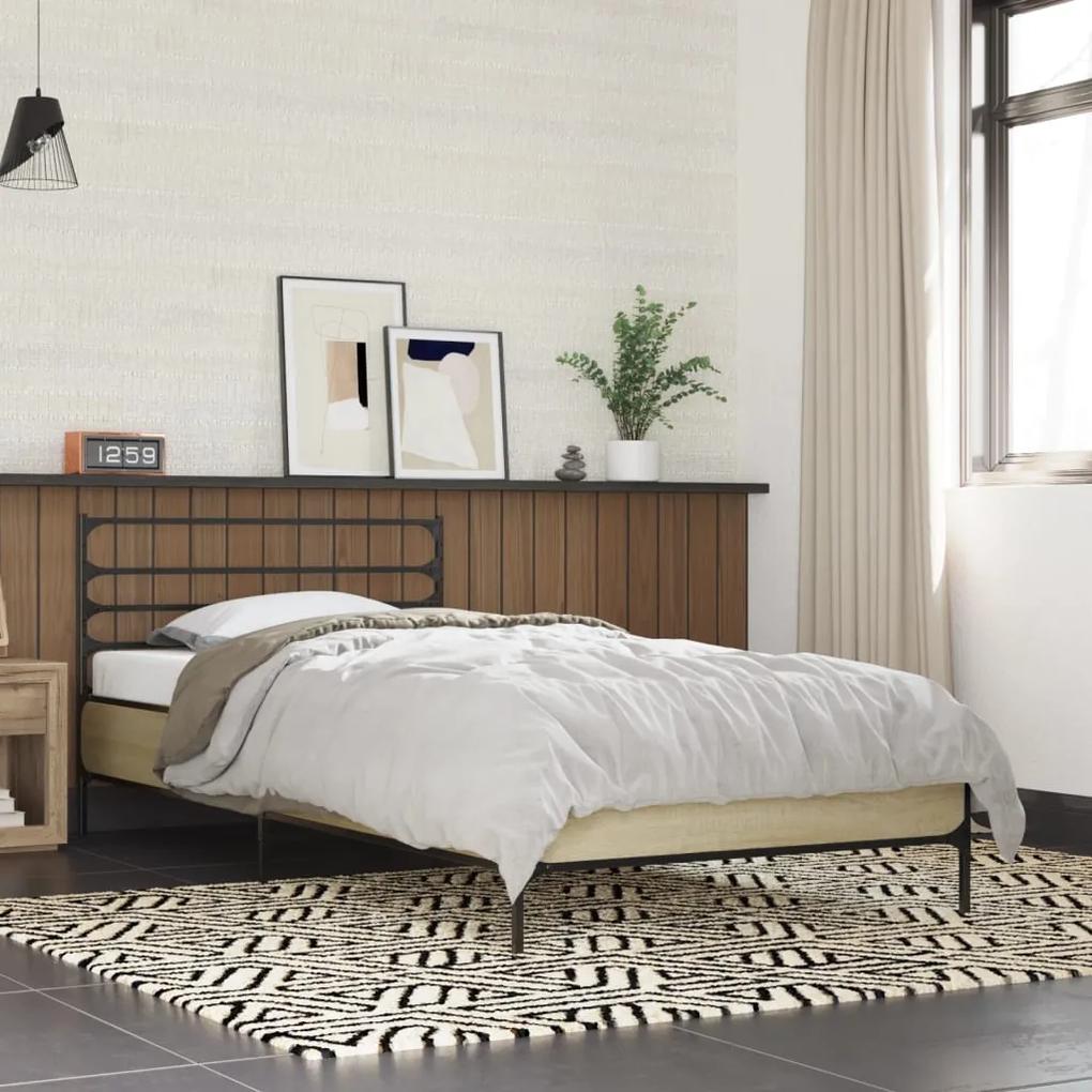 Rám postele dub sonoma 90 x 190 cm kompozitní dřevo a kov,  845628