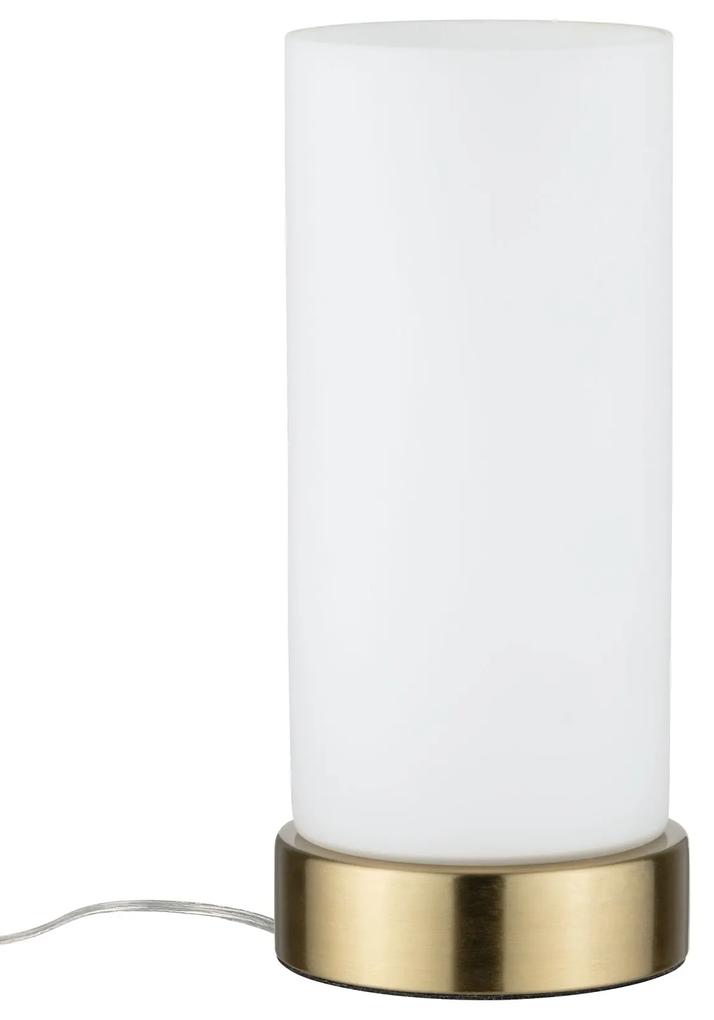 Paulmann 77055 Pinja, stolní dotyková lampa, 1x40W, mosaz, bílé stínítko, 24cm