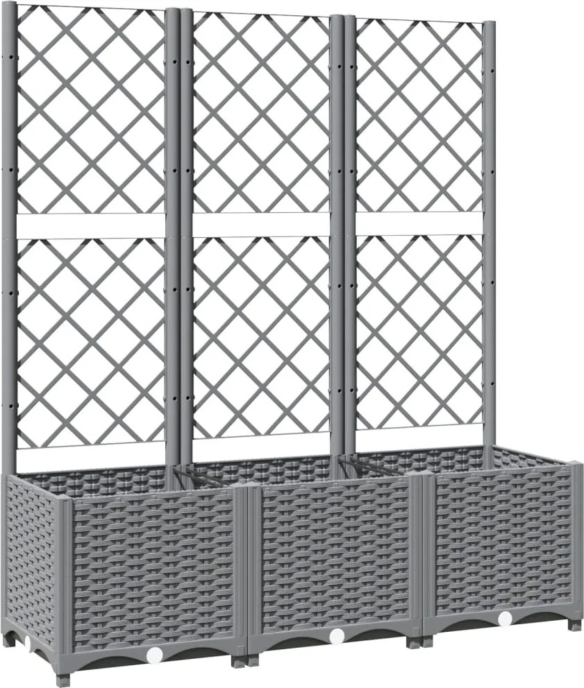 Zahradní truhlík s treláží světle šedý 120 x 40 x 136 cm PP 153274