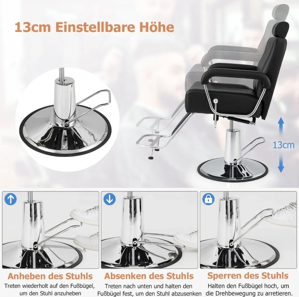 Costway Kadeřnické křeslo s opěrkou hlavy a zádovou opěrkou a hydraulickou