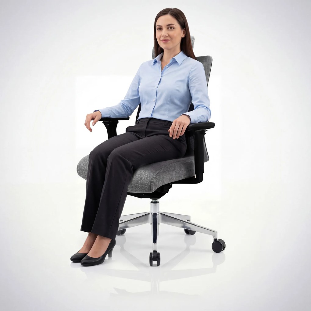 Ergonomická otočná kancelářská židle s síťovaným opěradlem, šedá: VECTOR