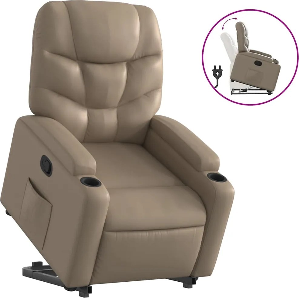 Zvedací polohovací křeslo cappuccino umělá kůže 3204664