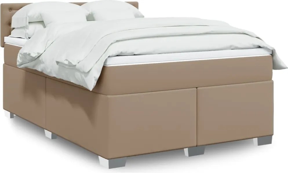 Box spring postel s matrací cappuccino 140x200 cm umělá kůže 3286127