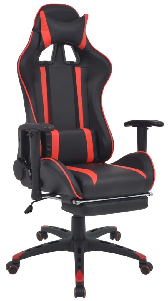 20168 vidaXL Polohovací kancelářská herní židle s podnožkou červená