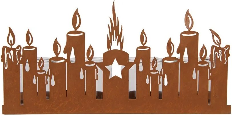 Rustikální rezavý svícen v designu svíček Candle Rust - 36*9*18 cm