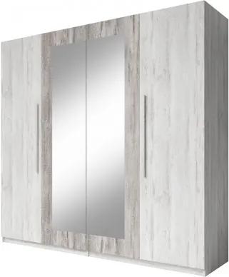 Vera - Skříň 228x214x58 cm, klasické dveře, zrcadlo, pinie