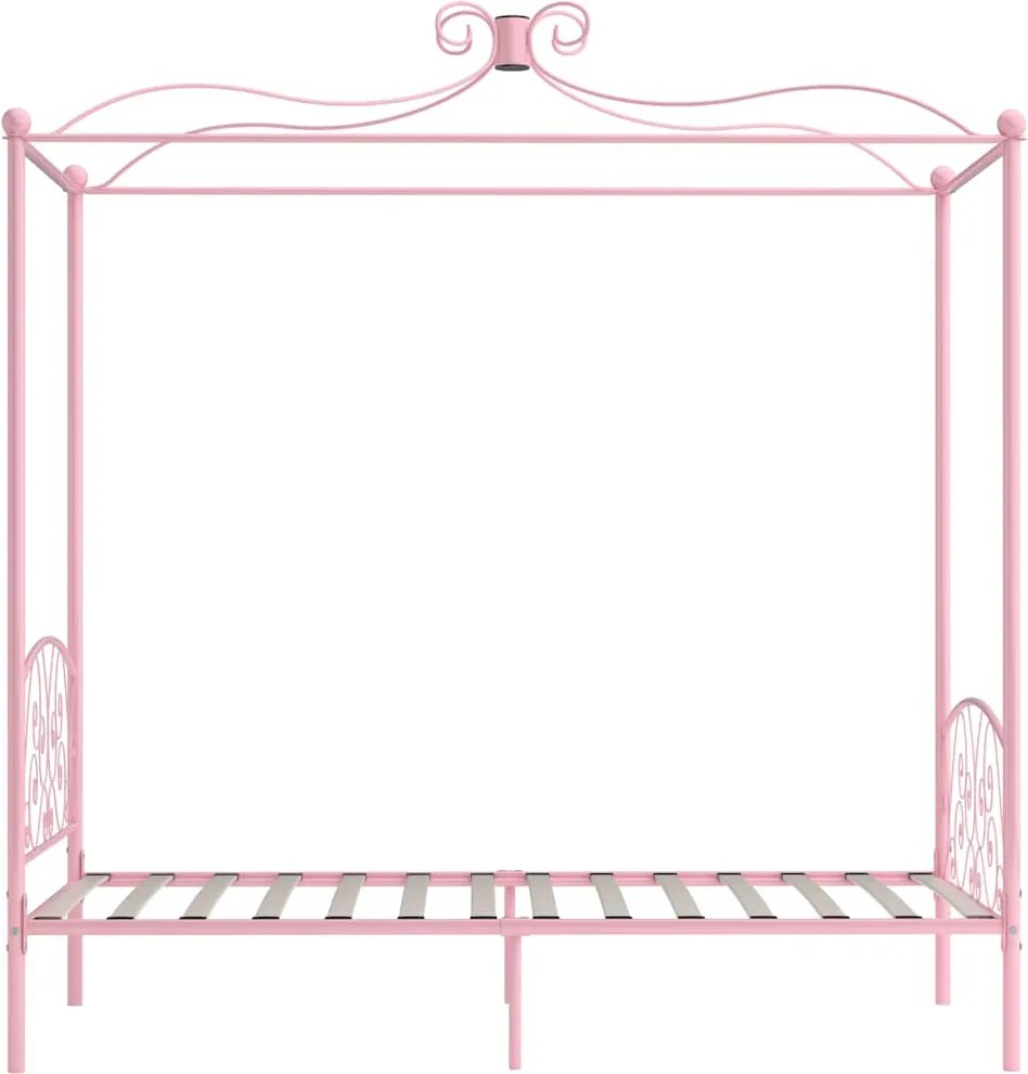 Rám postele s nebesy růžový kovový 90 x 200 cm 284486