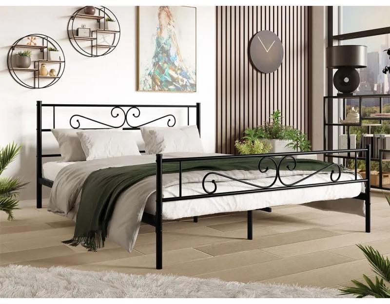 Kovová postel s roštem Bengrio 0601, Rozměr postele: 180x200, Barva: Černá