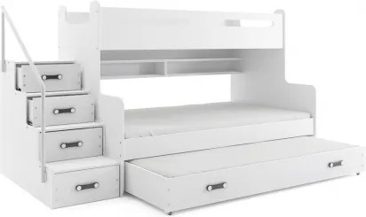 Patrová postel MAX 3 s přistýlkou včetně matrací (Bílá)