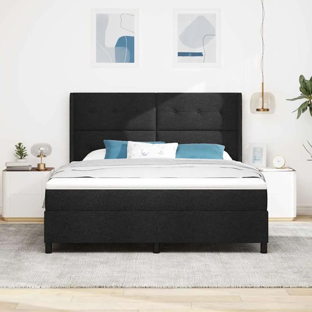 Postel s boxspringem s polštářem Černý 200 x 180 cm textil 3341660