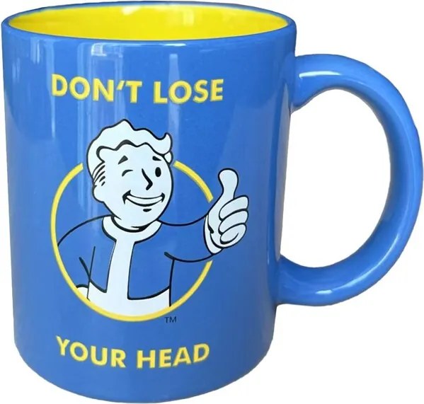 DEVplus Hrnek Fallout Don't Lose Your Head 325 ml Modrá/Žlutá
