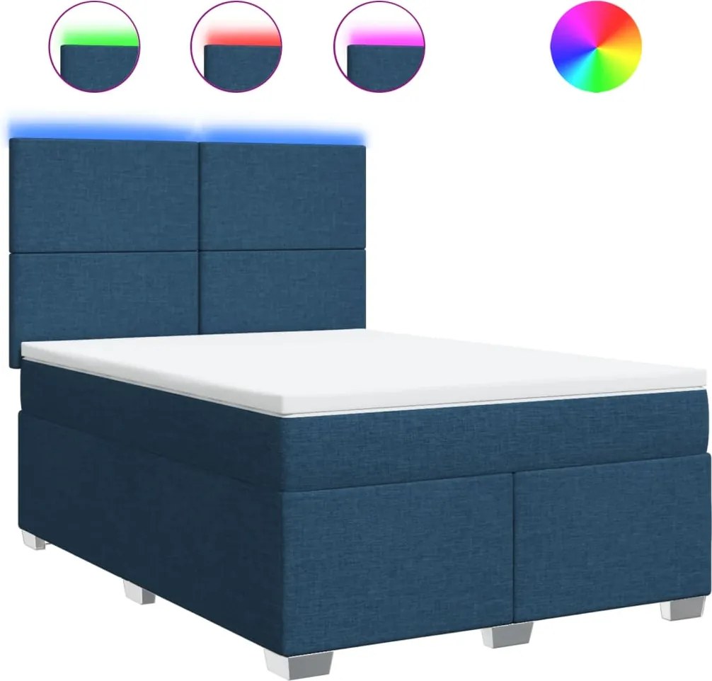 Box spring postel s matrací modrá 160x200 cm textil 3292838