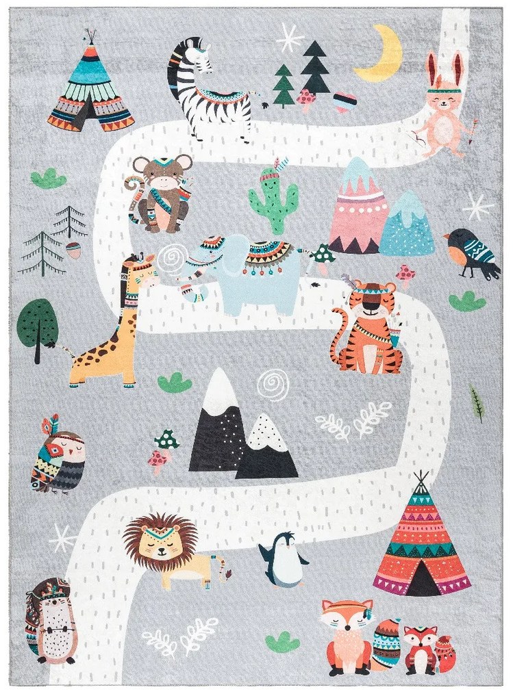 Dywany Łuszczów, Dětský kusový koberec Bambino 2160 Indian grey, 140x190, vícebarevná, dětský pokoj