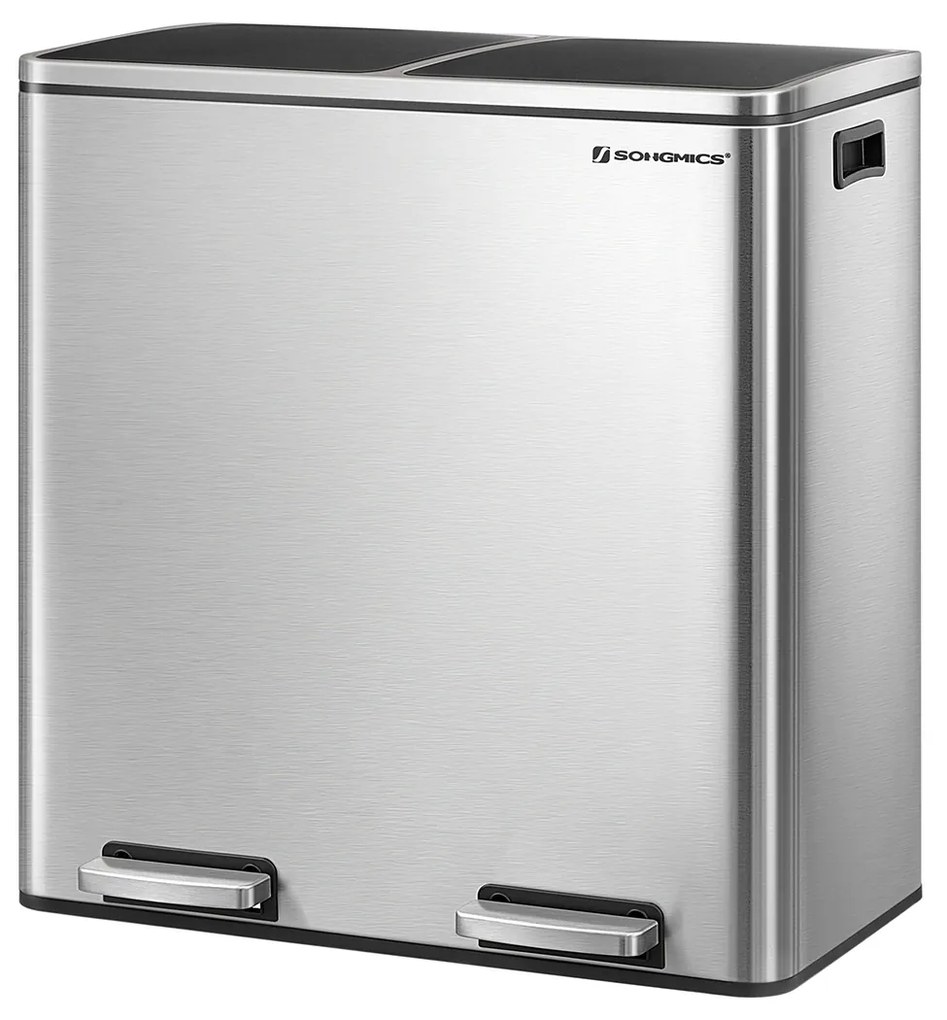 Koš na separování odpadu SORT, 2x30l+pytle na odpadky, stříbrná/černá Vasagle