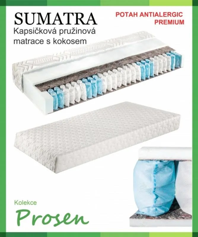 4sleep s. r. o. Zdravotní matrace pružinová - SUMATRA potah Anti-Allergic Premium