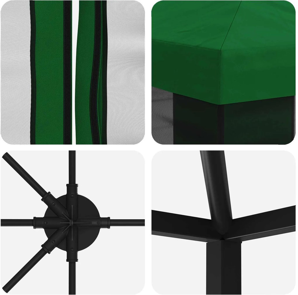 Zahradní altán se stěnami 6 x 3 m Zelená Polyester a ocel 3376023