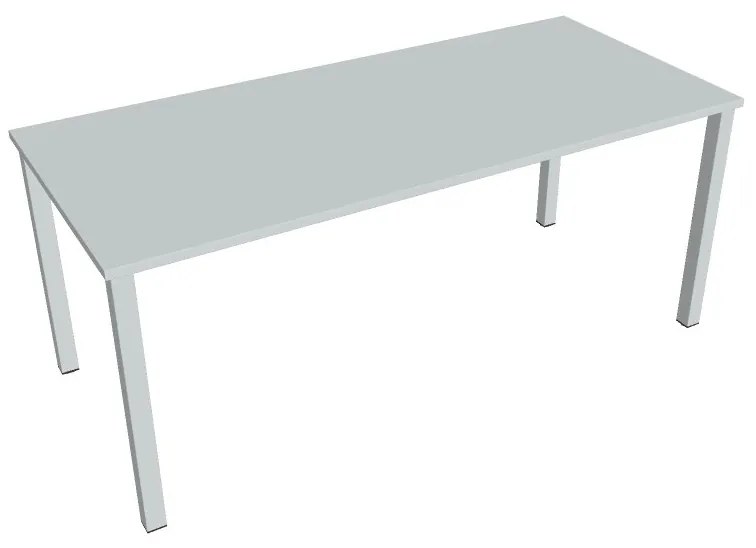 Stůl jednací rovný 180 cm - Hobis Uni UJ 1800 Dekor stolové desky: šedá, Barva nohou: Stříbrná