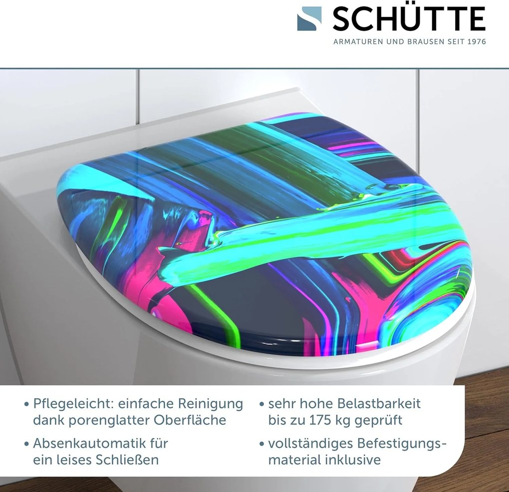 Eisl Sanitär WC prkénko Duroplast Soft Close Neon Paint 82191