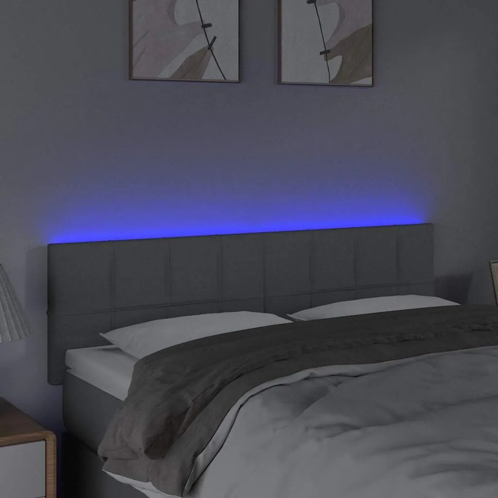 Čelo postele s LED světle šedé 144 x 5 x 78/88 cm textil 3121610