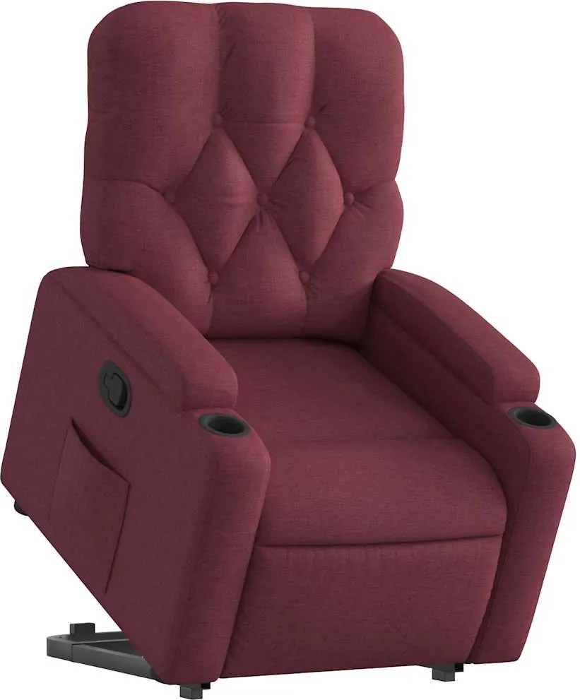 Zvedací polohovací křeslo vínové textil 3204713