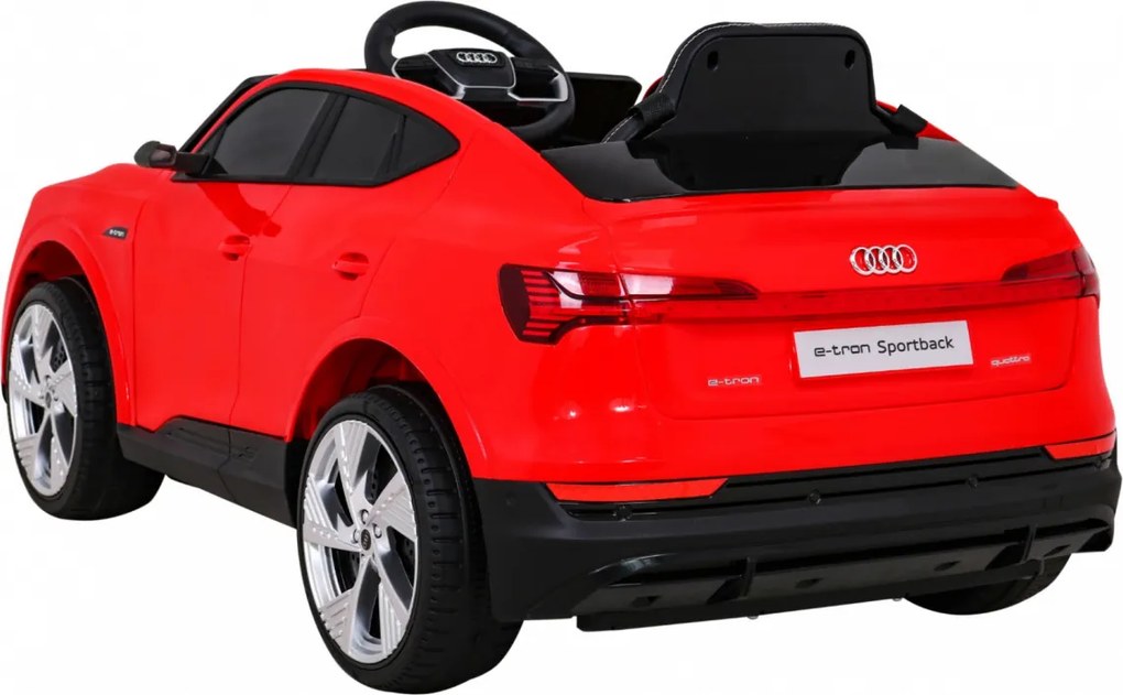 Ramiz Audi E-Tron Sportback pro děti červené + na dálkové ovládání + pohon 4x4 + pomalý start + rádio MP3 + LED