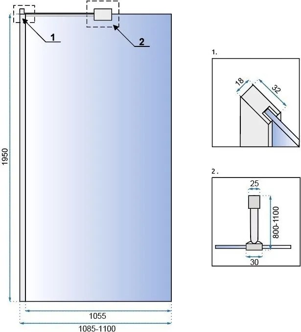 Rea AERO N 110, sprchová zástěna WALK IN, 1-křídlová, 110 x 195 cm, lesklý chrom, transparentní, REA-K3021