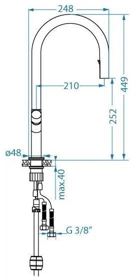 ALVEUS 1150908 - Dřezová baterie s vytahovací sprškou SWAN 44,9 cm černá