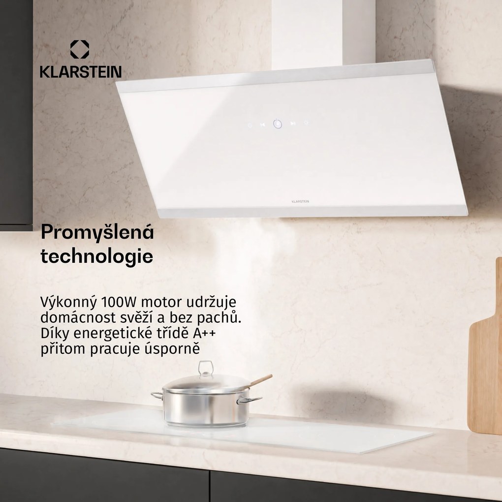 Klarstein Flashline odsavač par bez digestoře | odtah a recirkulace | moderní design | 578 m³/h | 90 cm
