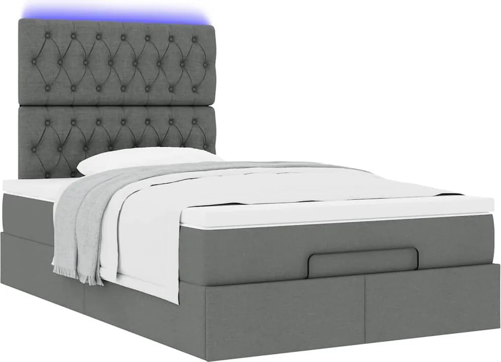 Osmanský rám postele s matrací tmavě šedá 120x200cm textil 3314080