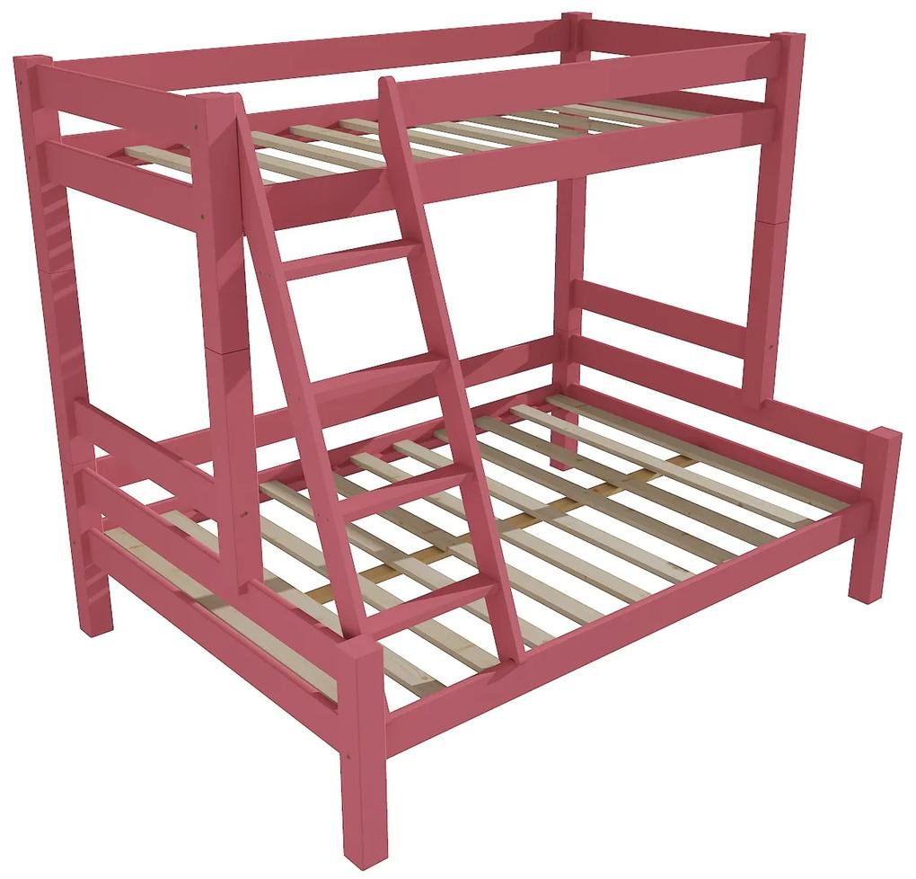 Vomaks Patrová postel s rozšířeným spodním lůžkem 8X8 06A Rozměr: 90/120 x 200 cm, Barva: barva růžová