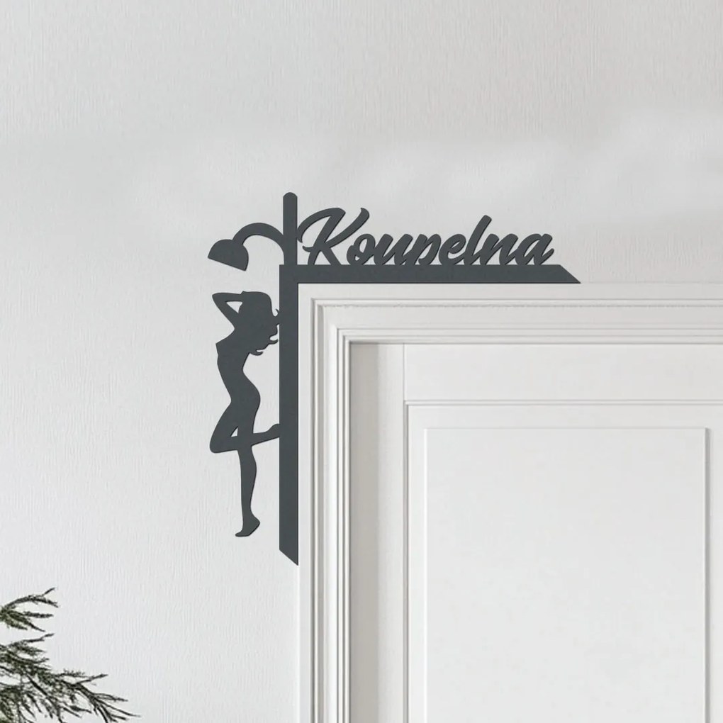 dřevo života Dřevěná cedulka do rohu dveří Koupelna Zvolte rozměr (cm): 20x18, Zvolte barvu dekoru: Černá