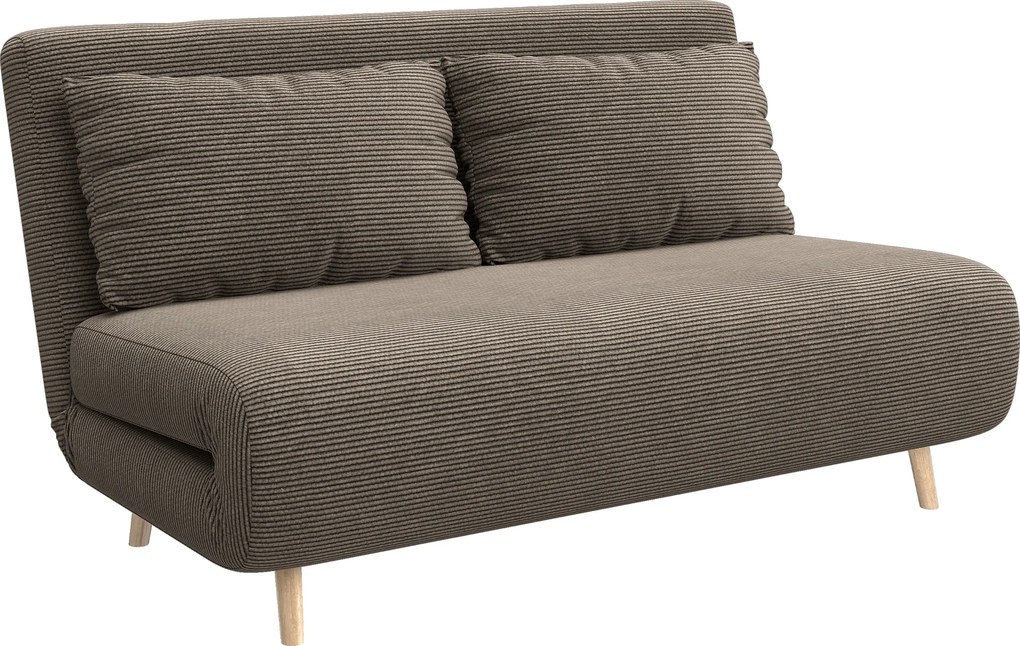 HOMCOM Rozkládací pohovka, přistýlka pro hosty, 3stupňově nastavitelná opěrka zad, kordová úprava, do 120 kg, 141 x 90 x 81 cm, tmavě hnědá