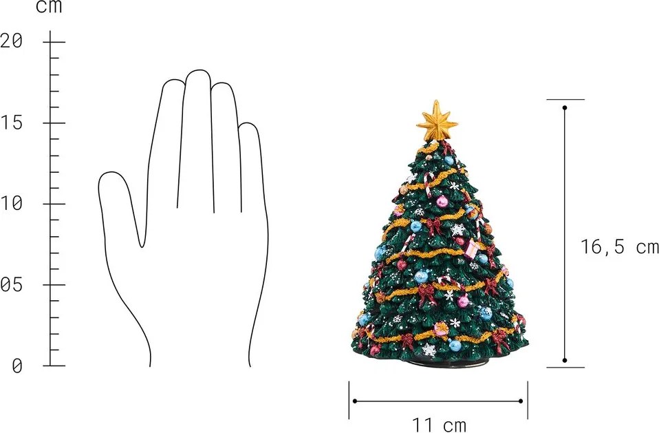 X-MAS Hrací skříňka vánoční stromek 16,5 cm