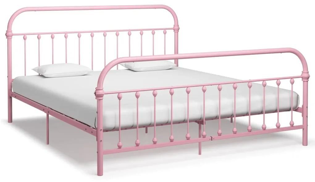284515 vidaXL Rám postele růžový kov 180 x 200 cm