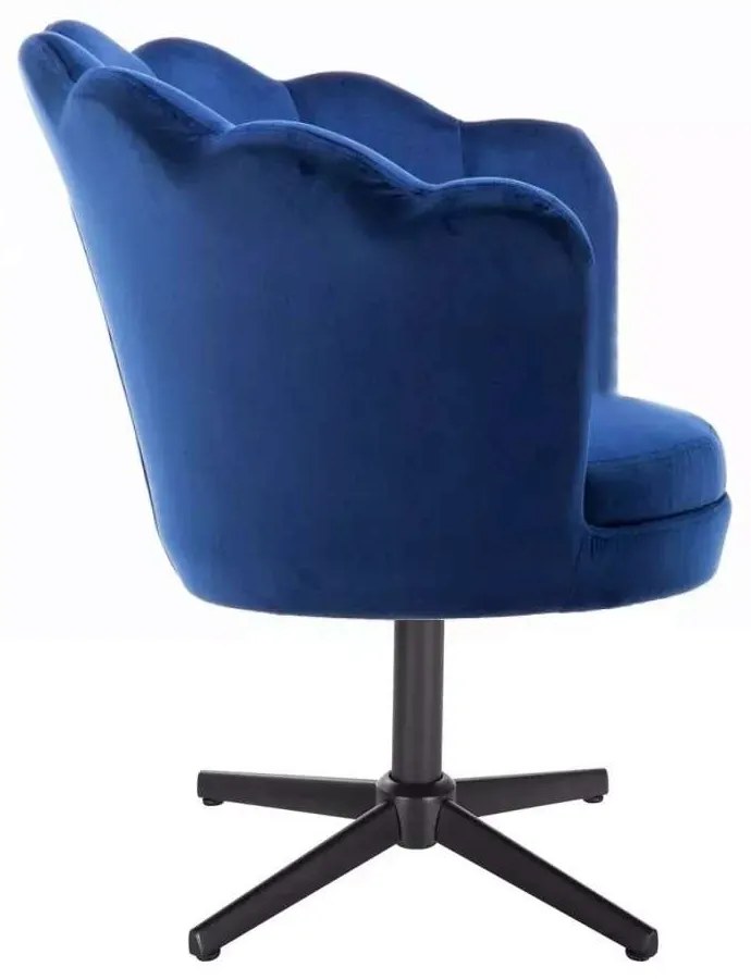 LuxuryForm DESIGN Otočné křeslo FREY VELUR na černém kříži - modré