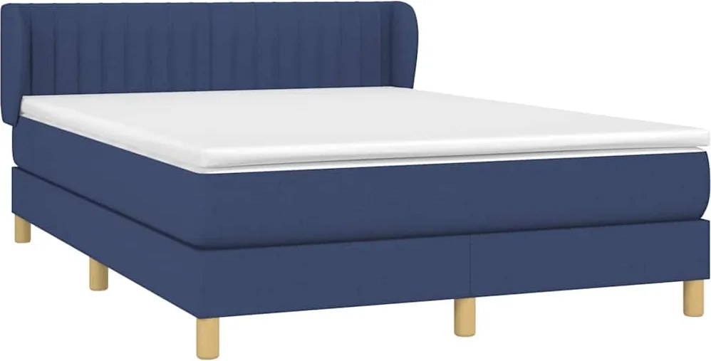 Box spring postel s matrací modrá 140x200 cm textil 3126971