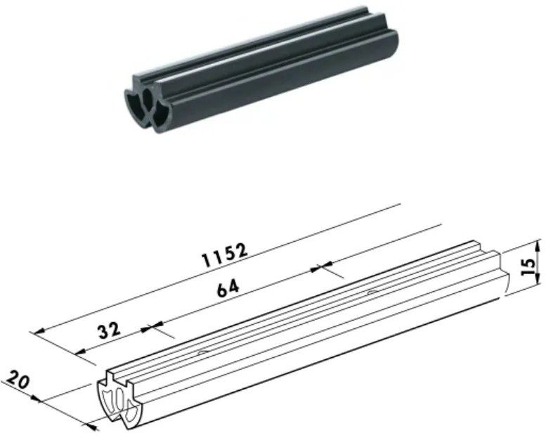 Camar Montážní profil TWISTER černá 1152 mm