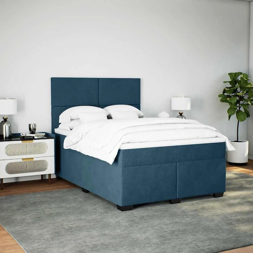 Box spring postel s matrací modrá 160 x 200 cm samet 3290952