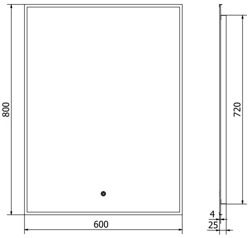 Mexen Erma podsvícené koupelnové zrcadlo 60 x 80 cm, LED 6000K, ventilátor, Černá rama - 9814-060-080-611-70