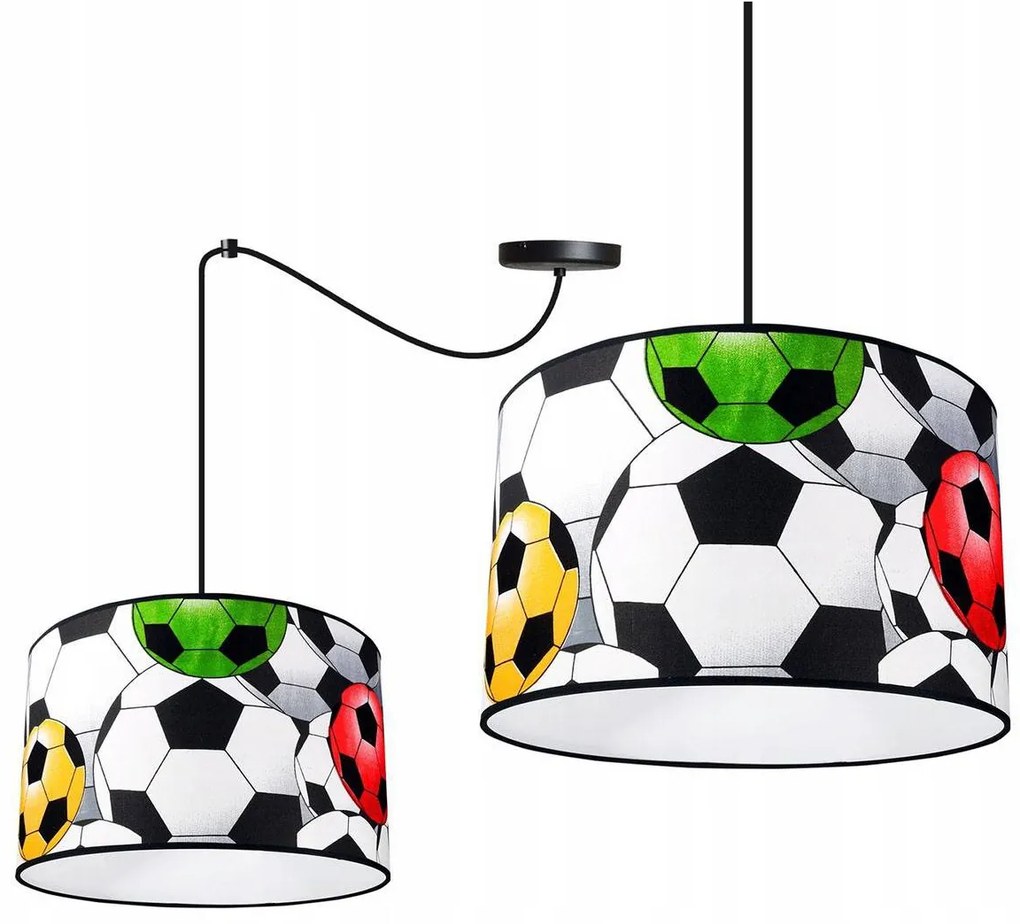 Dětské závěsné svítidlo Soccer Spider, 1x textilní stínítko se vzorem, (výběr ze 2 barev konstrukce)