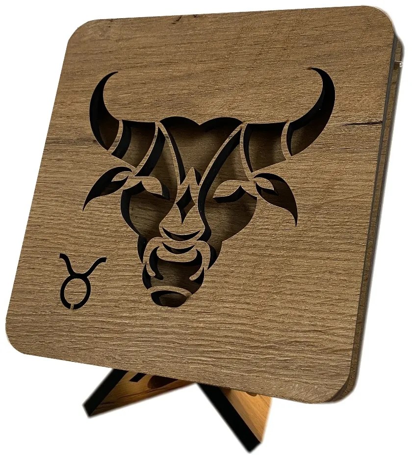 Li-Go Znamení "Býk" lampa 19x19cm provedení povrchu: dub světlý