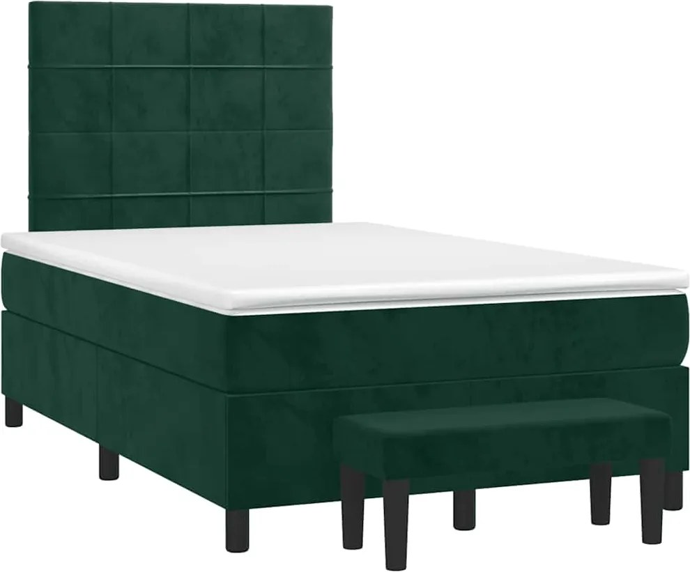 Box spring postel s matrací tmavě zelená 120 x 200 cm samet 3137836